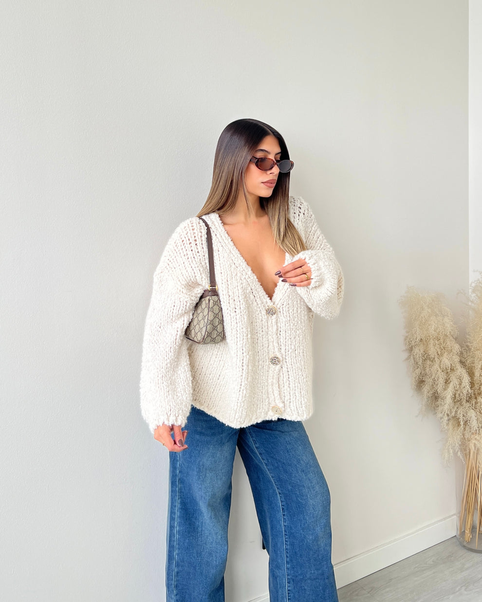 Maxi cardigan bouclè burro